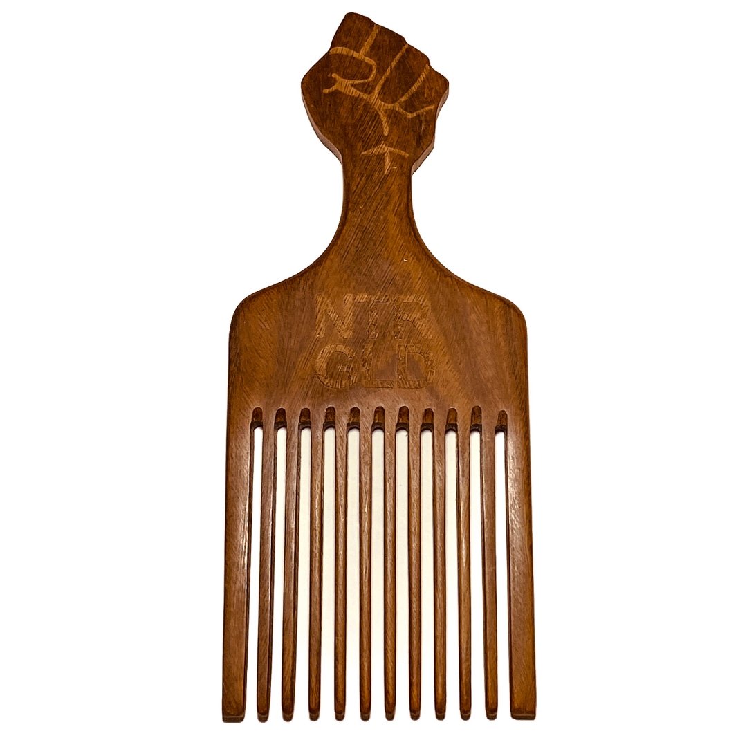 Black Fist Power Pick - 7.5 Inches || Oil Infused Wooden Comb – Neter Gold